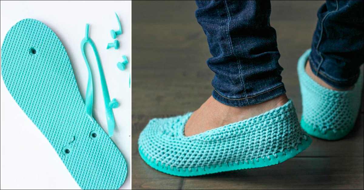 Chancletas personalizadas con crochet