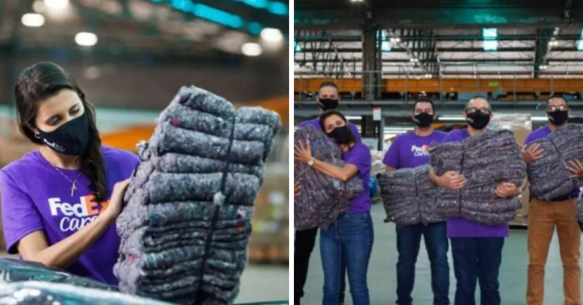 FedEx convierte los viejos uniformes en mantas para donar